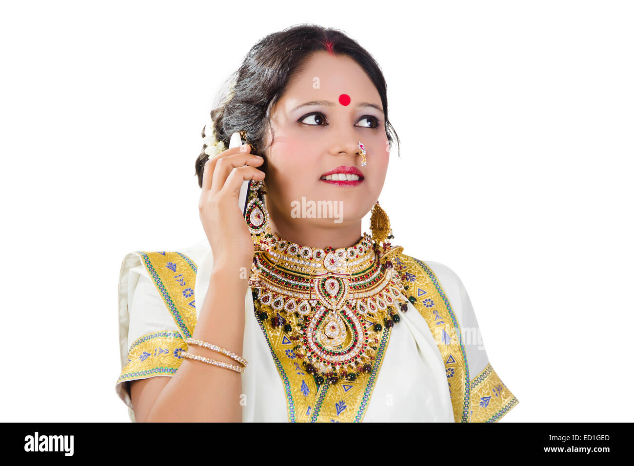 1 South indian Lady talking phone Stock Photo - Alamy