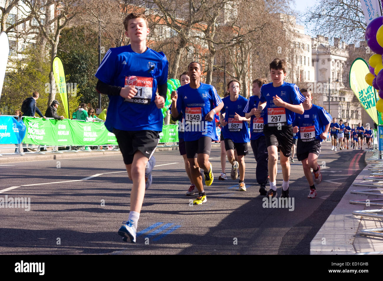 LONDON - APRIL 13: Unidentified children run the London marathon on ...
