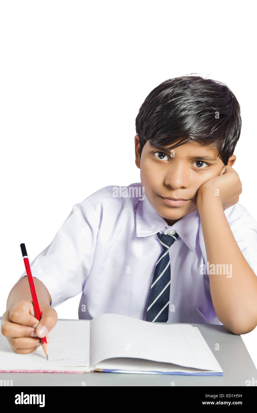 1 indian child school student study writing Stock Photo - Alamy