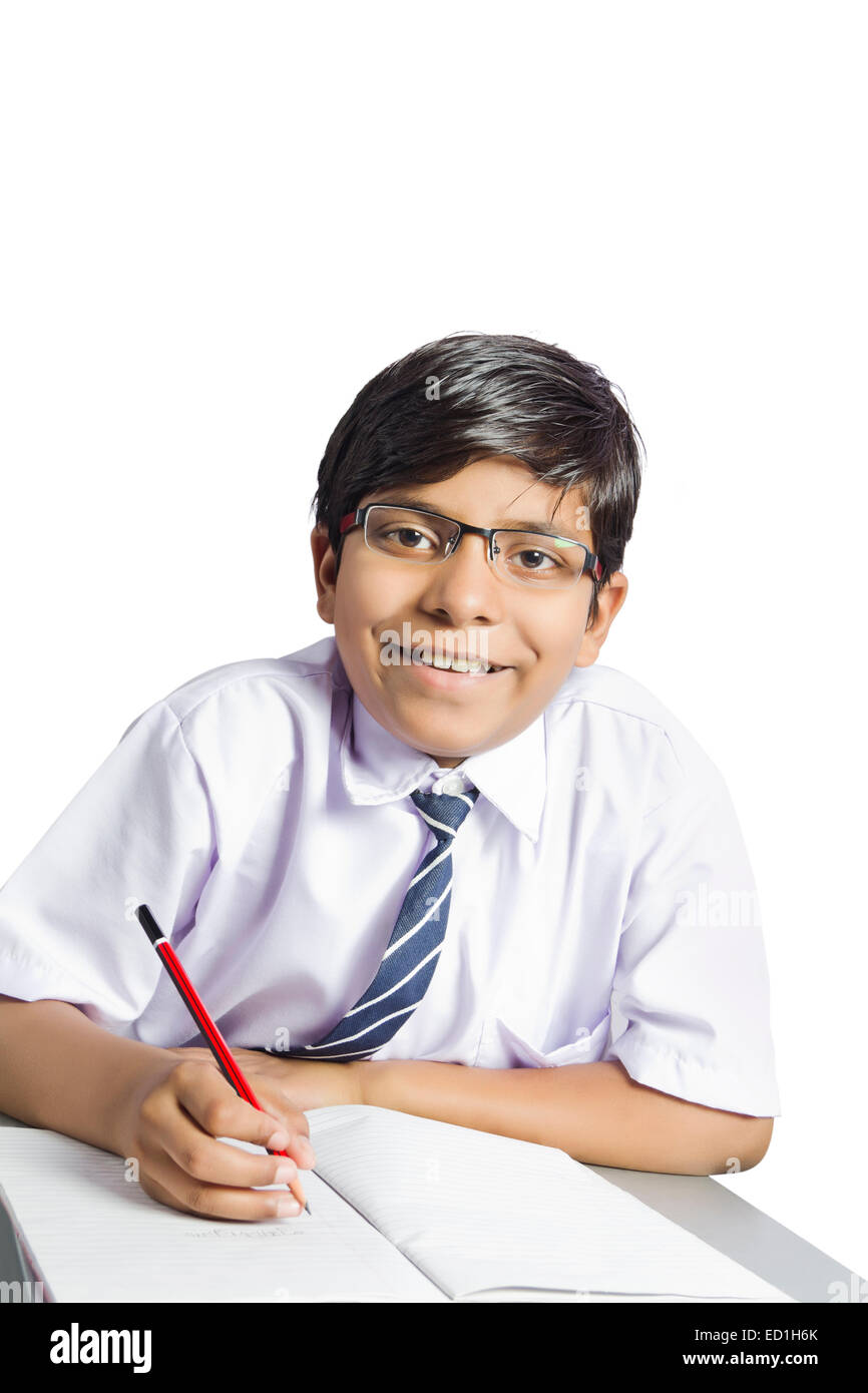 1 indian child school student study writing Stock Photo - Alamy