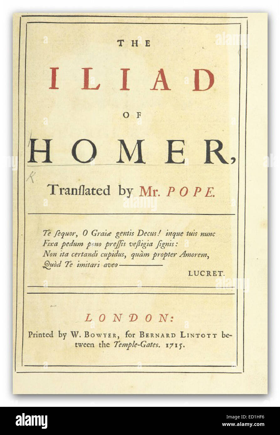 This 1715 edition of *The Iliad* by Homer is a foundational work of ...