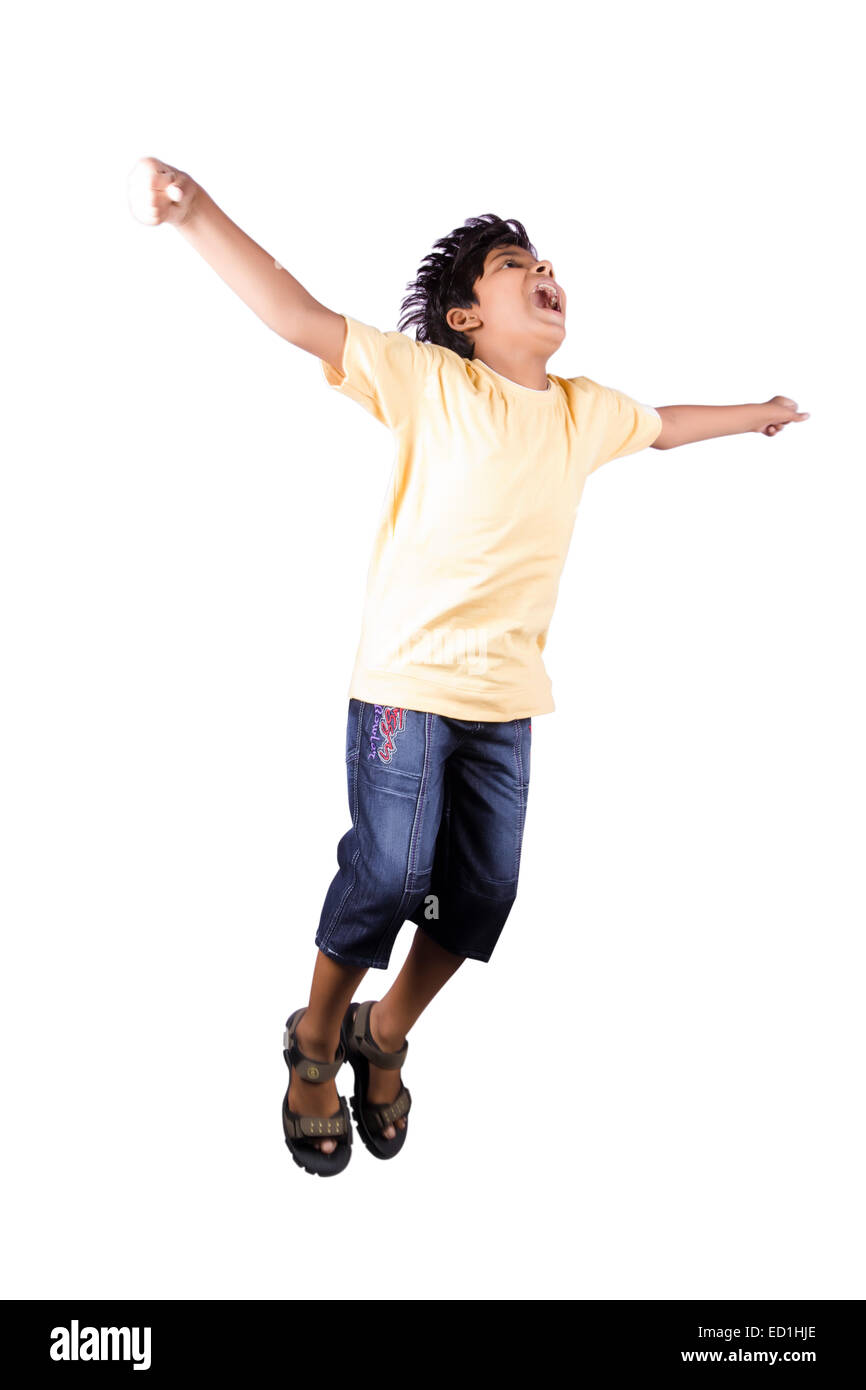 1 indian child boy jumping Stock Photo - Alamy