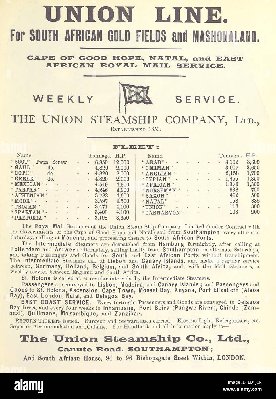 An 1893 depiction of the Union Line African Royal Mail Service, which ...