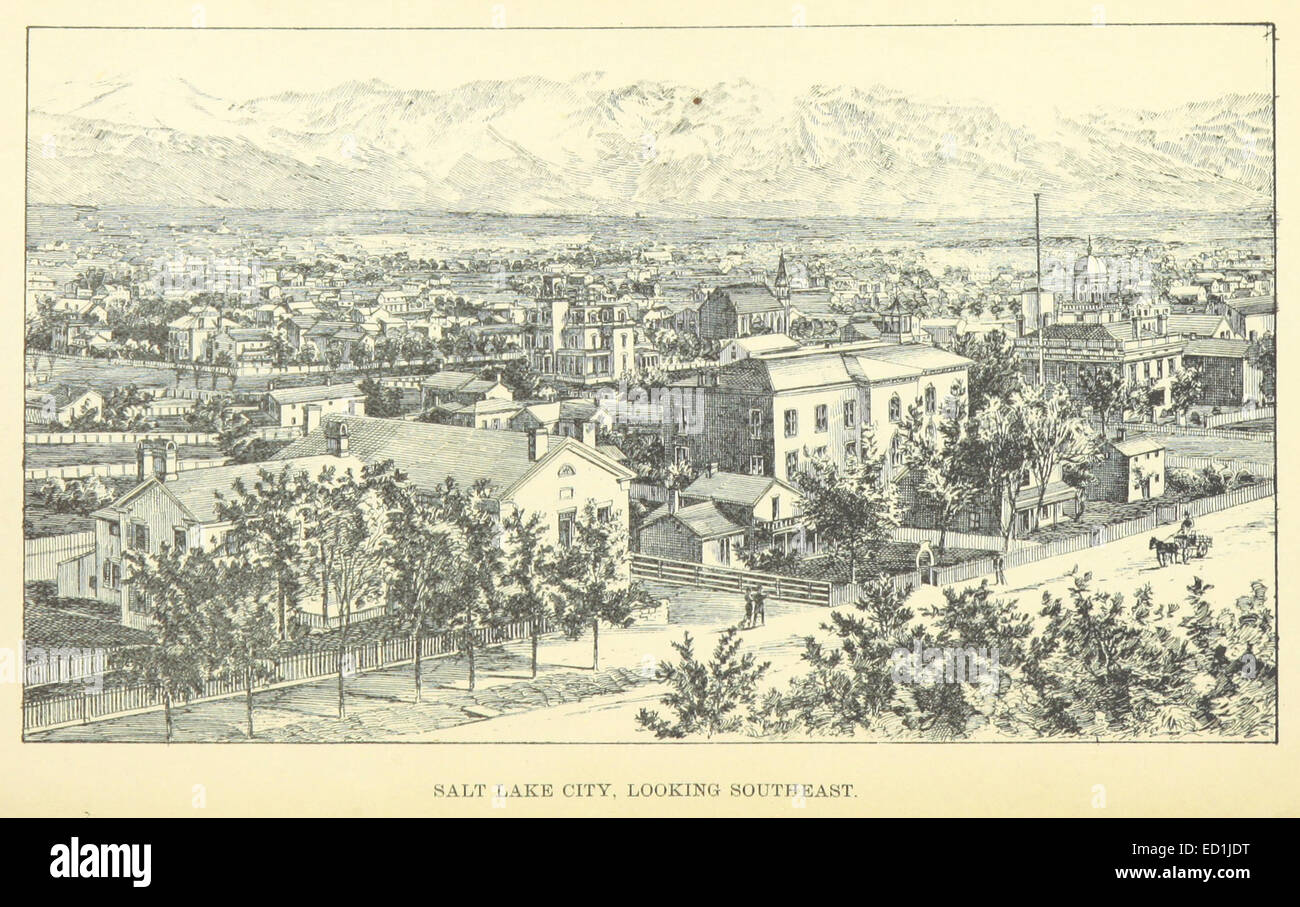 An 1879 illustration of Salt Lake City, Utah, showing a southeastern ...