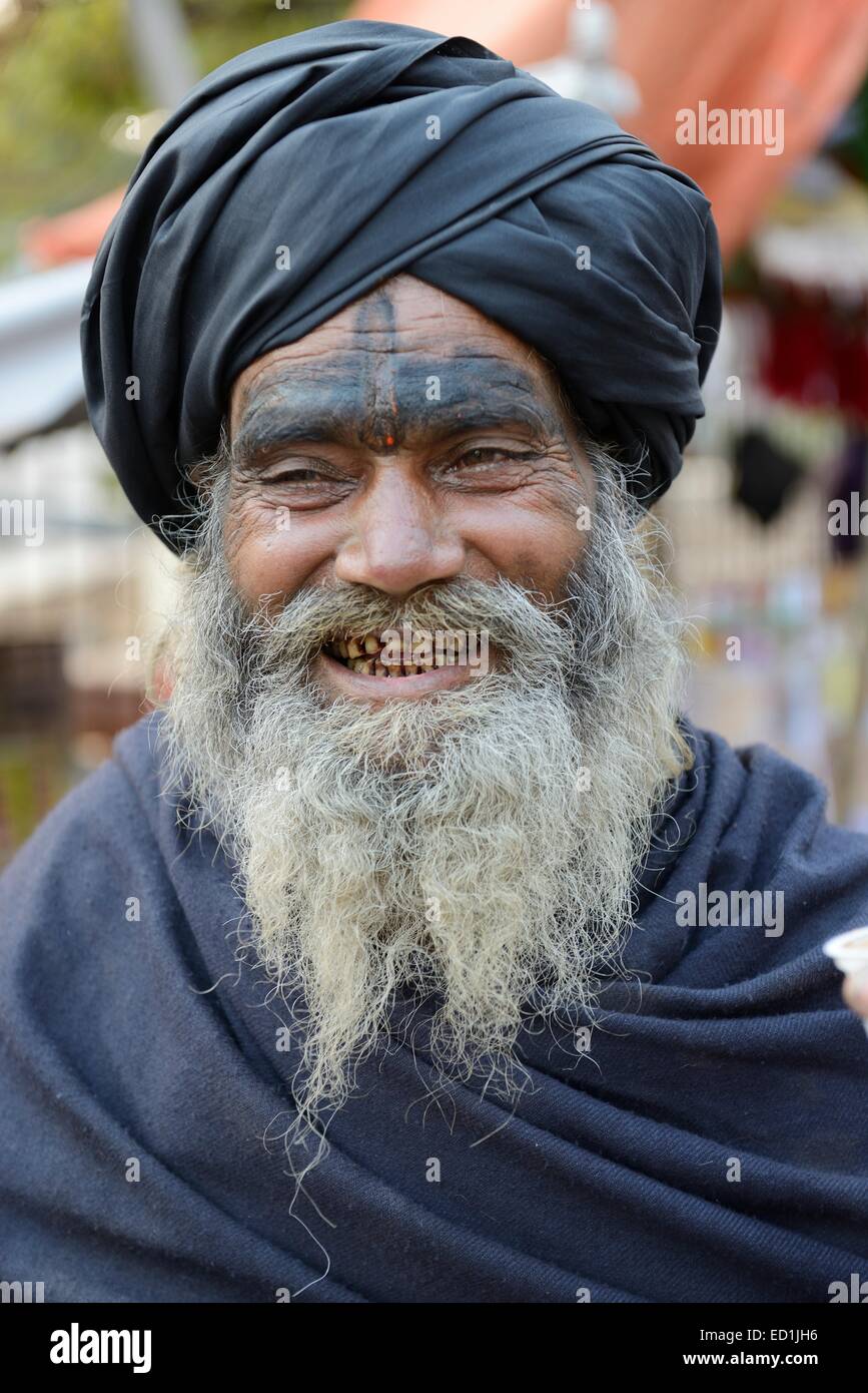 India, Rajasthan, Mewar region, Bundi village, Sadhu portrait Stock ...
