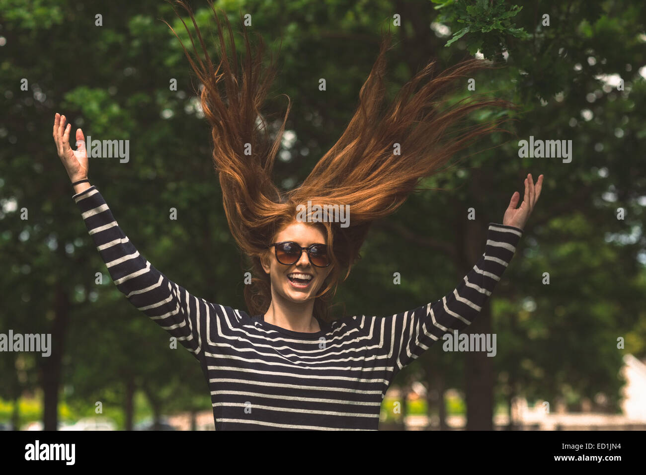 Woman park jumping female hi-res stock photography and images - Alamy