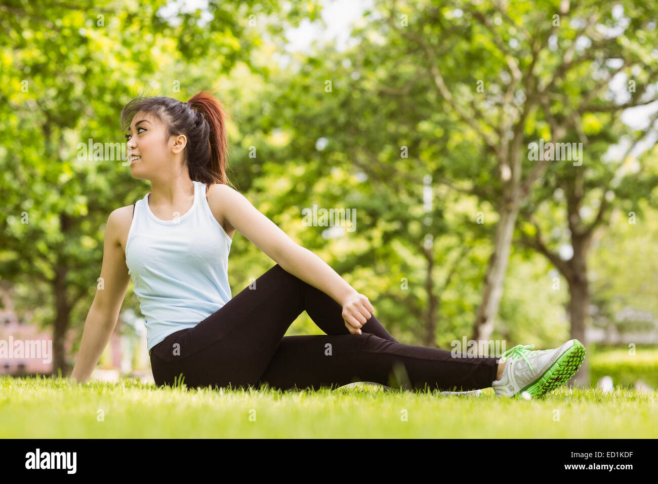 Woman doing stretching workout in hi-res stock photography and images - Alamy