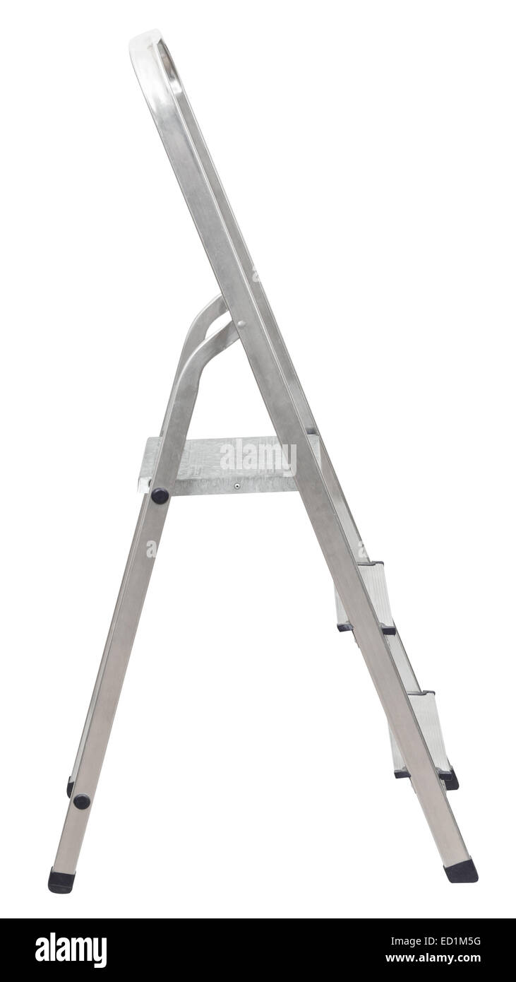 short metal ladder isolated on white background Stock Photo - Alamy