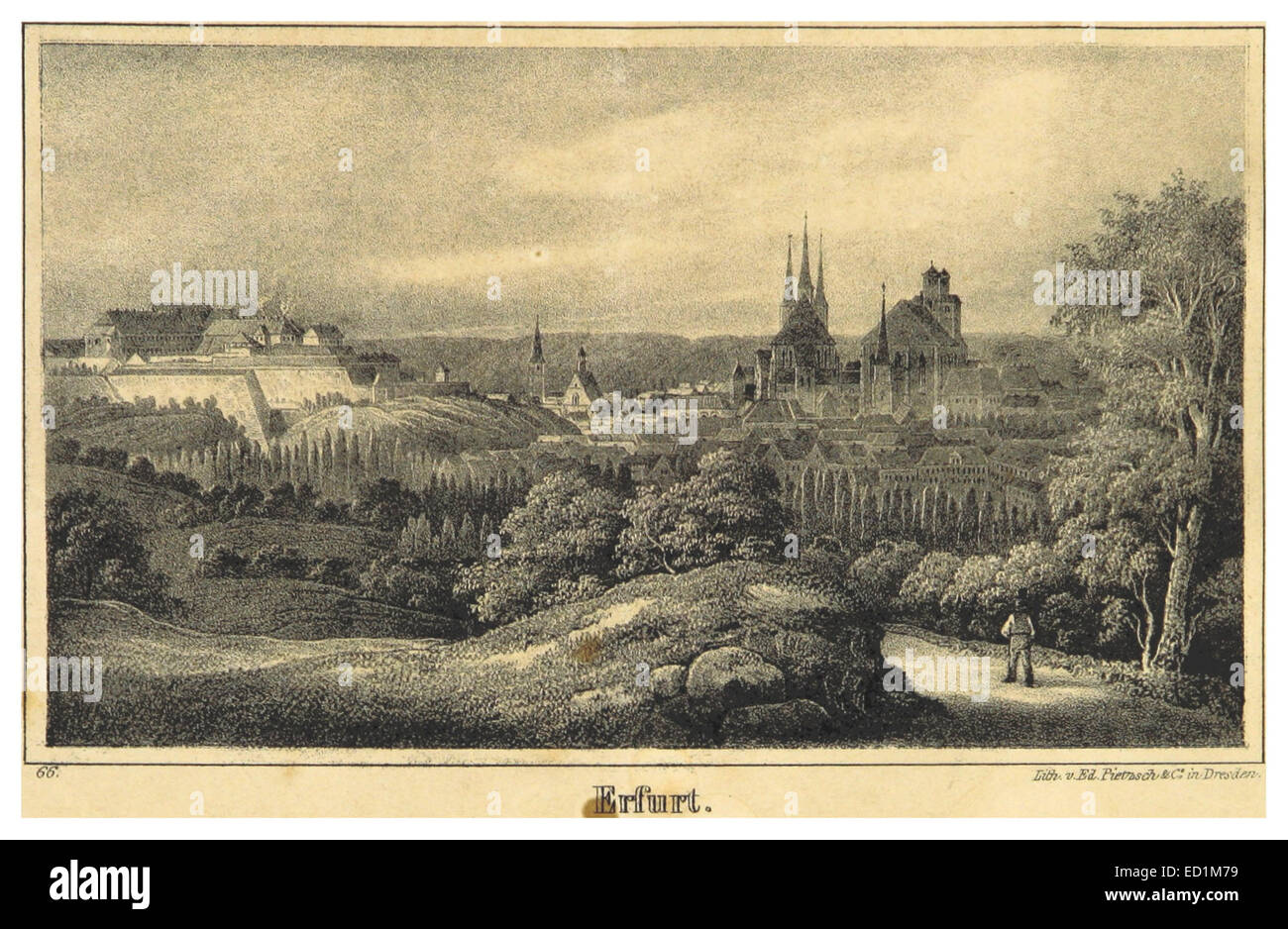 An 1890s illustration from *V7* depicting Erfurt, a city in central ...