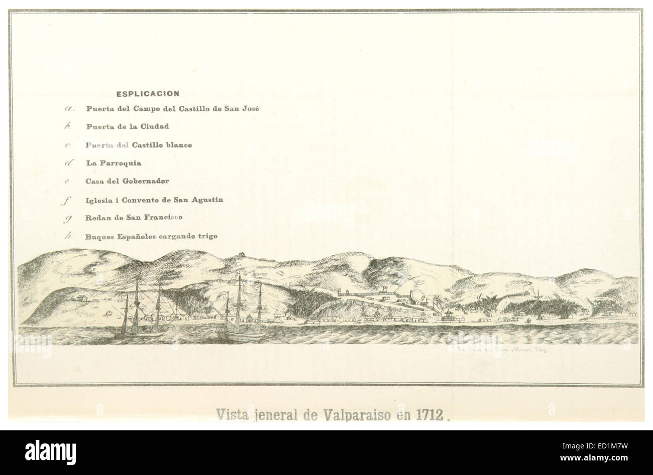 This 1712 view of Valparaiso captures the early colonial port city ...