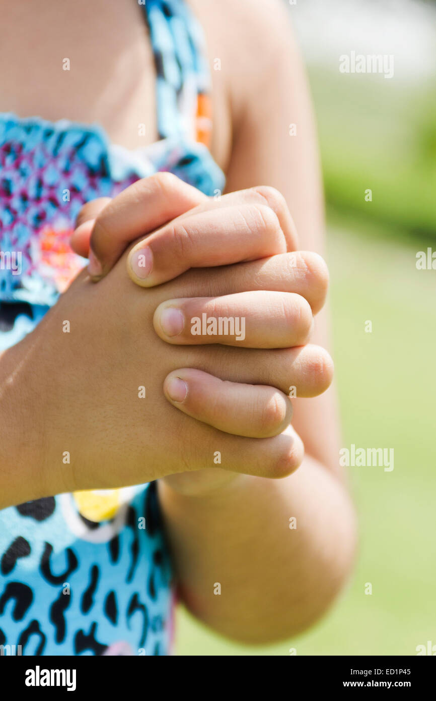 1 Beautiful Child girl park pray Stock Photo - Alamy