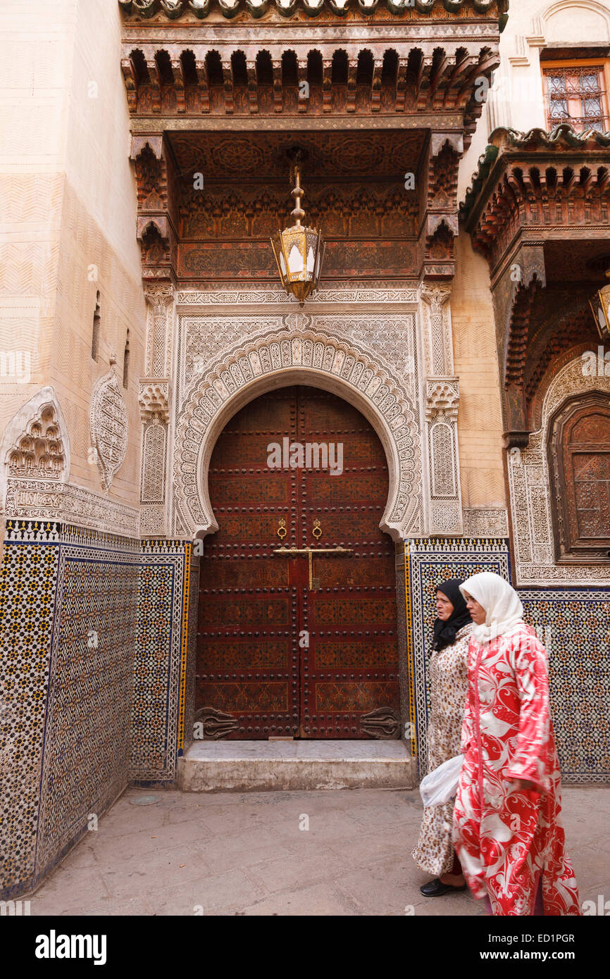 Mosque and women. Medina. Fez. Morocco. North Africa. Africa Stock ...