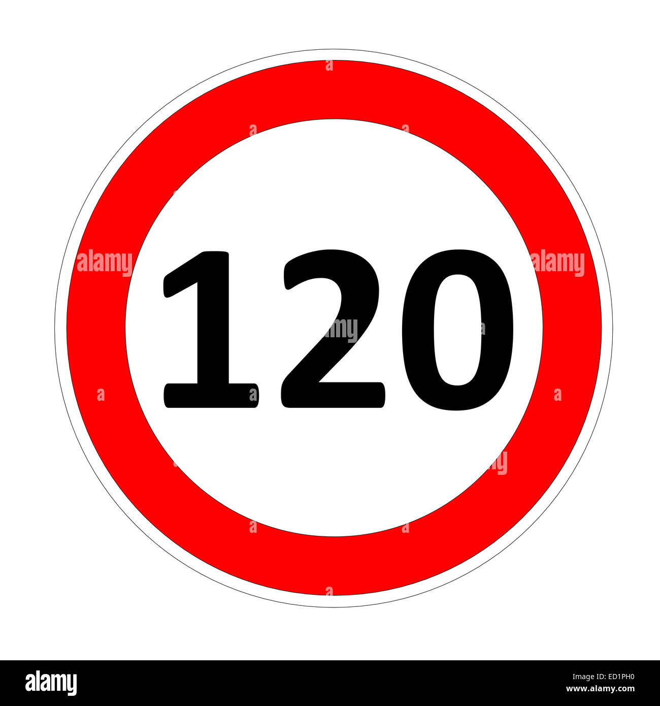 120 speed limitation road sign in white background Stock Photo - Alamy