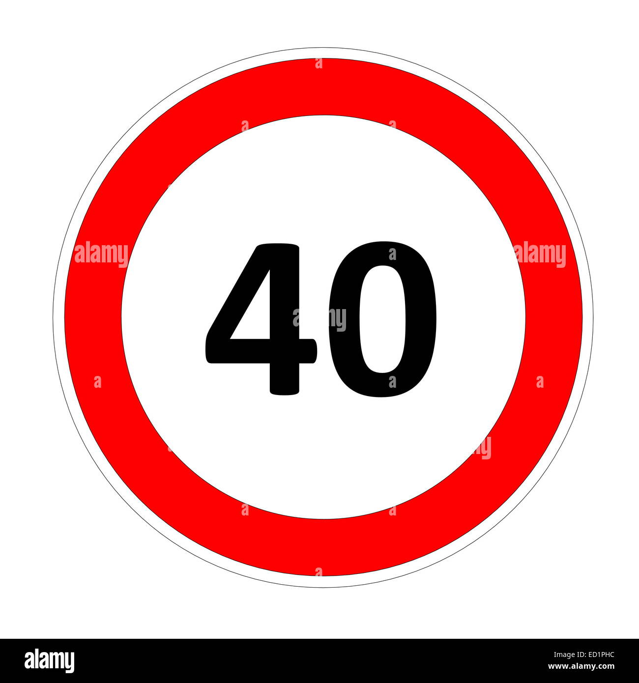 40 speed limitation road sign in white background Stock Photo - Alamy