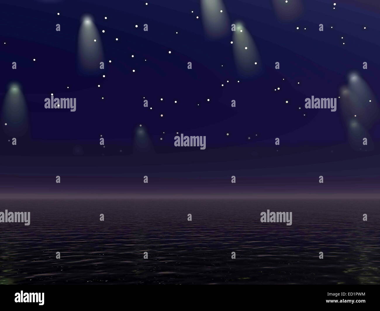 Stars and comets over the ocean by dark night Stock Photo - Alamy