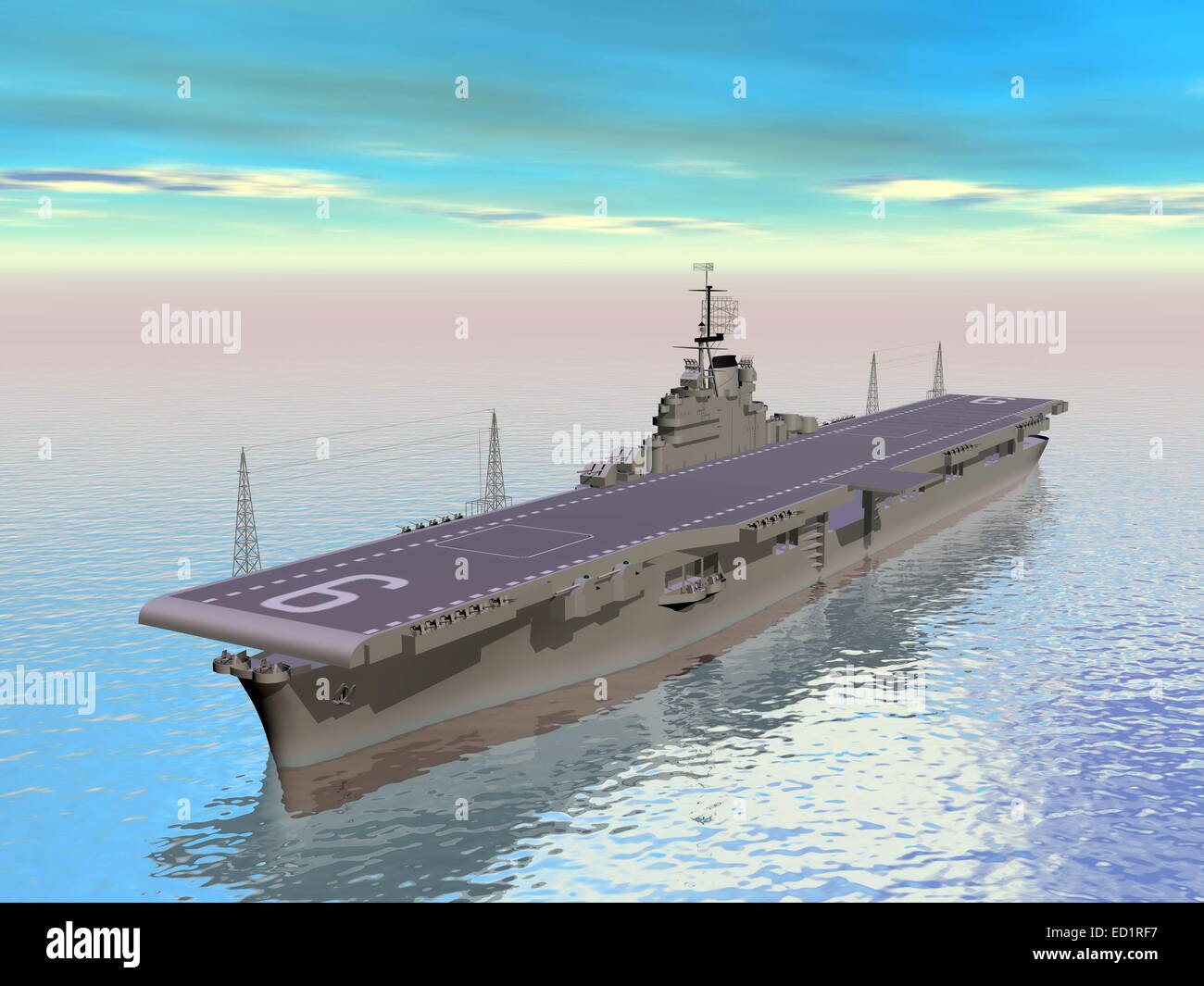 Aircraft carrier floating on the ocean and daylight Stock Photo - Alamy