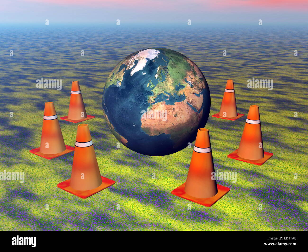 Earth globe construction orange hi-res stock photography and images - Alamy