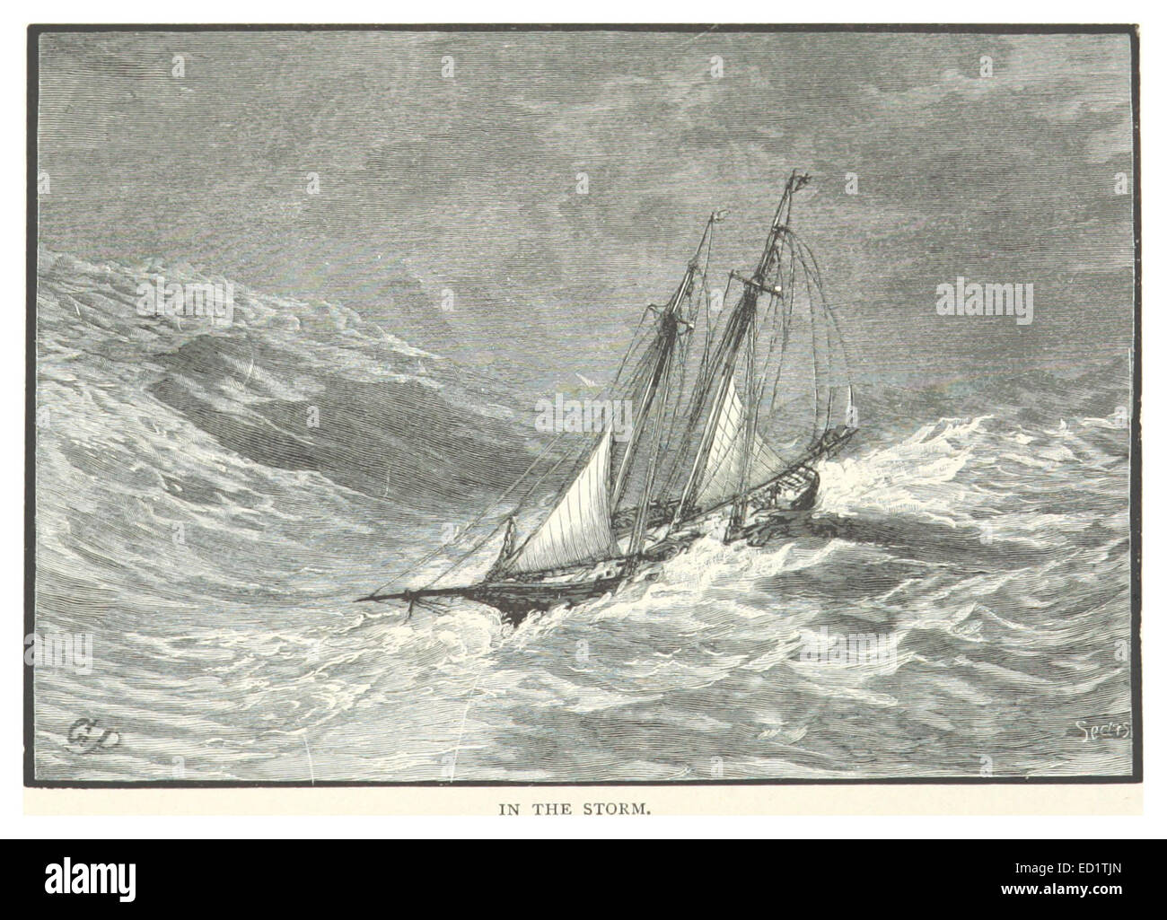 An artistic representation of a scene titled *In the Storm*, likely ...