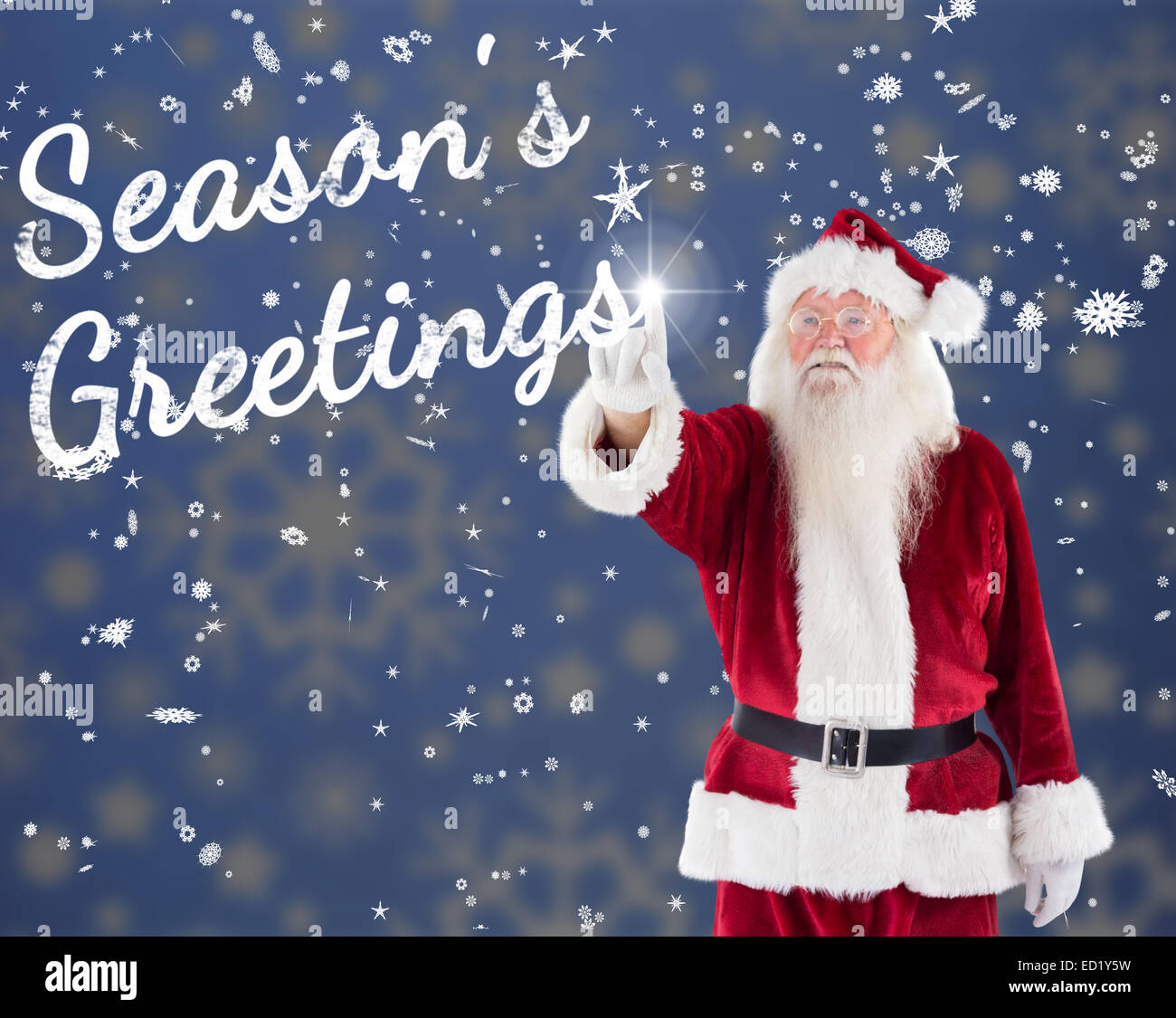 Composite image of santa claus points at something Stock Photo - Alamy