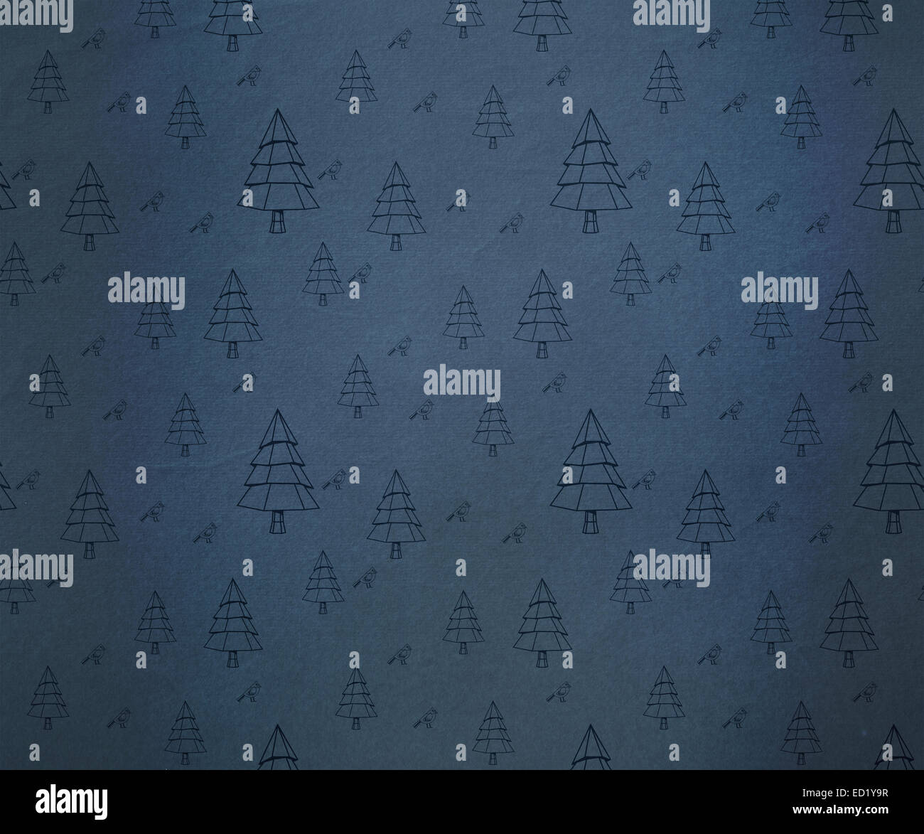 Blue fir tree pattern wallpaper Stock Photo - Alamy