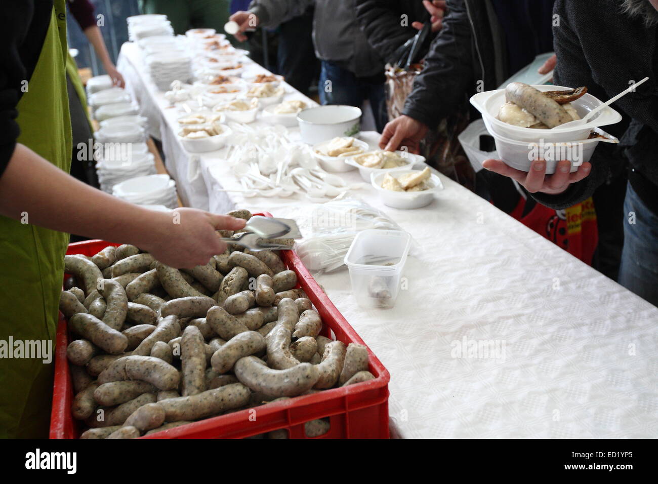 Gdansk, Poland 24th, Dec. 2014 Christmas Eve meal for lonely, poor and ...