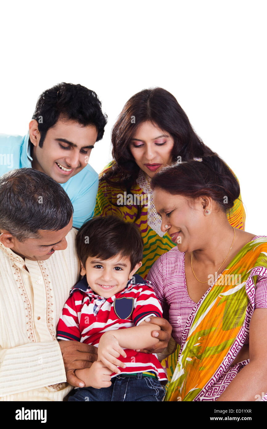 Indian joint family group happy hi-res stock photography and images - Alamy