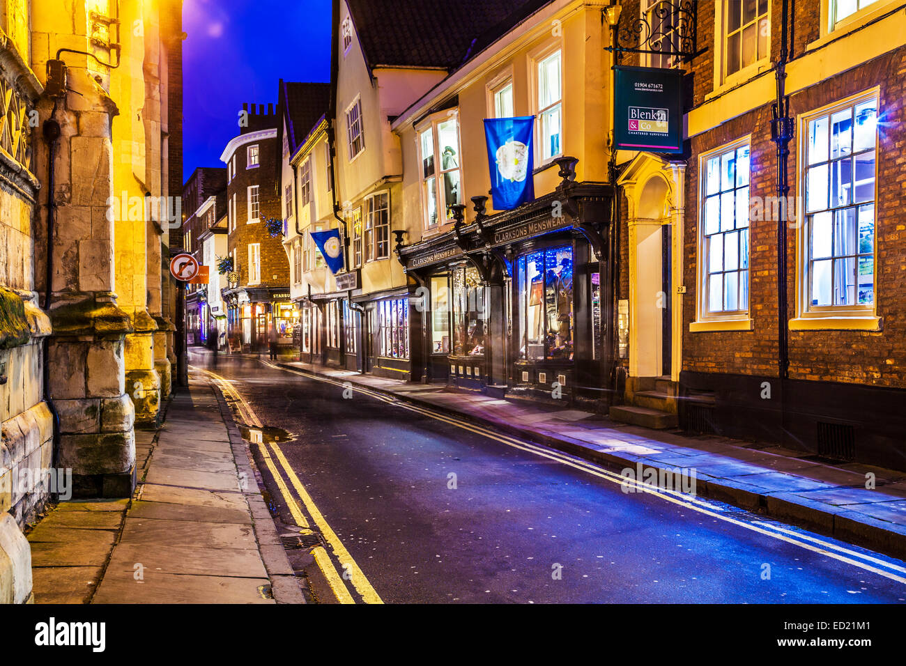 High Petergate in the city of York at twilight Stock Photo - Alamy
