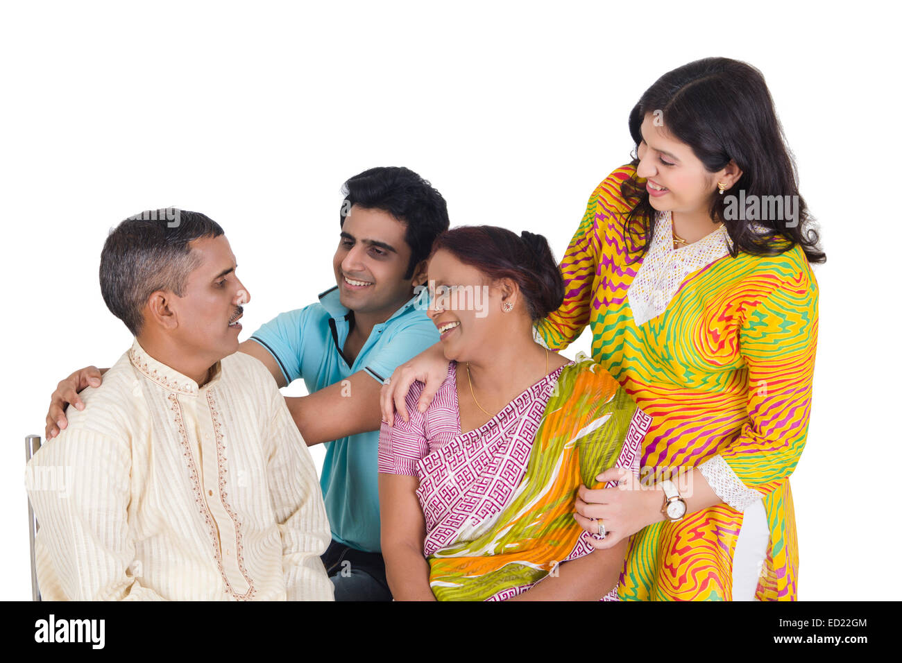 indian Parents Adults son and daughter enjoy Stock Photo - Alamy