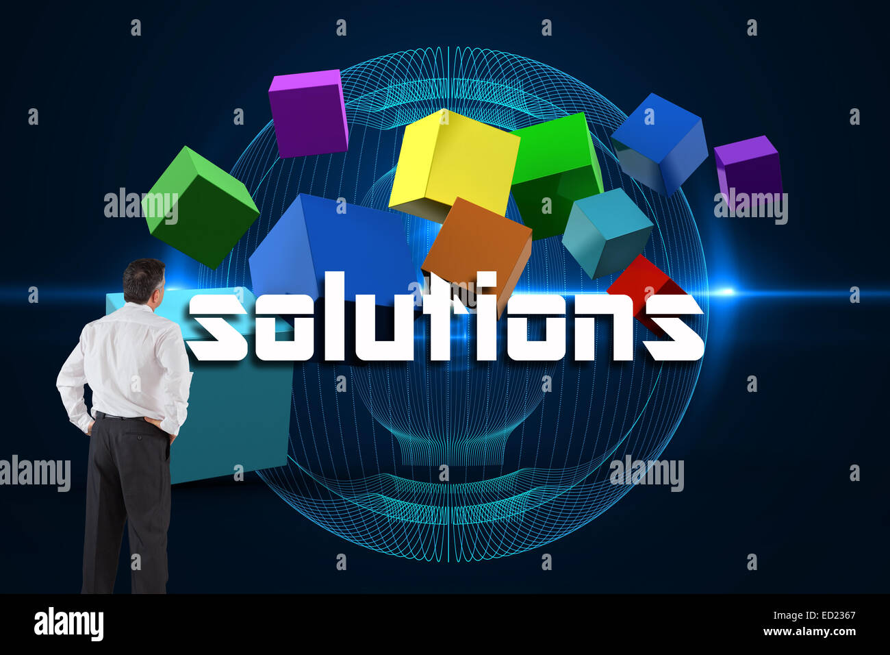 Composite image of mature businessman looking and considering Stock ...