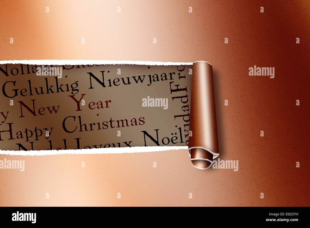 Composite image of rip in gold paper Stock Photo - Alamy