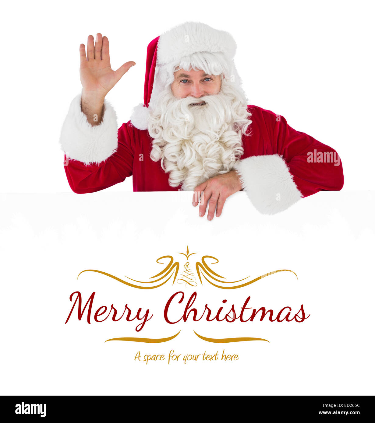 Composite image of portrait of santa claus waving Stock Photo - Alamy