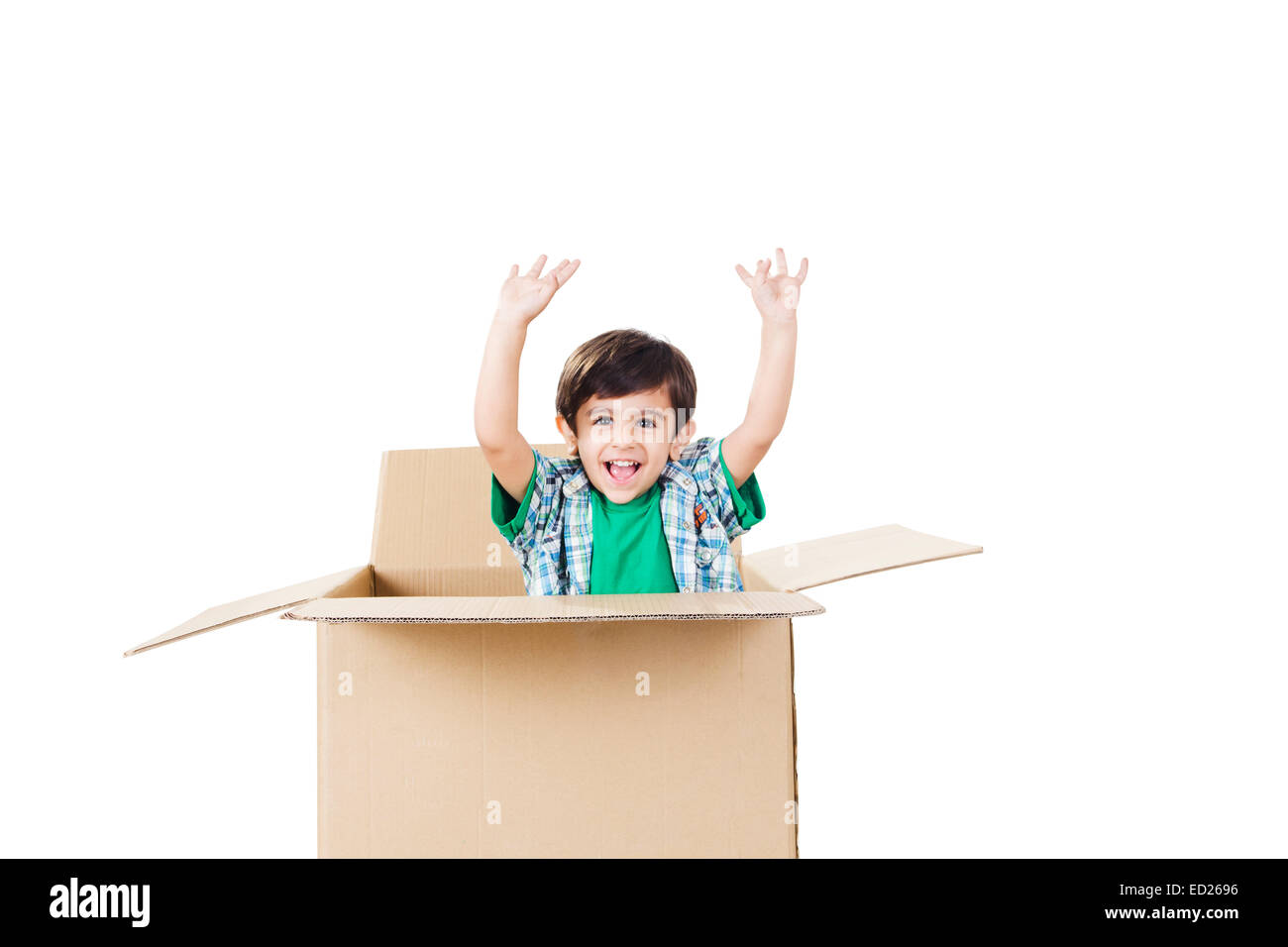 1 indian child boy playing Carton Box Stock Photo - Alamy