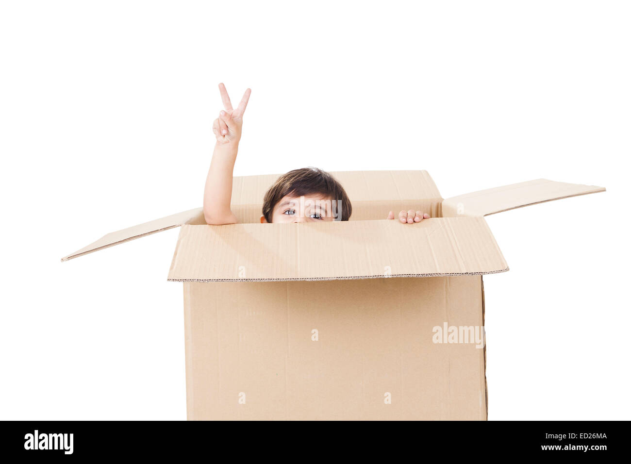 1 indian child boy playing Carton Box Stock Photo - Alamy