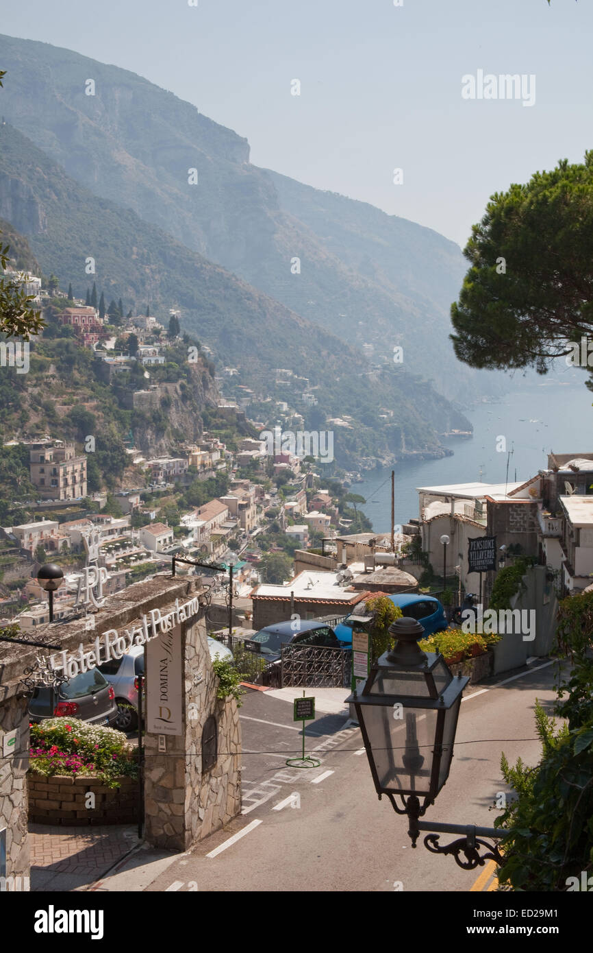 The Amalfi coast with striking landscape, and its beach resorts is a ...