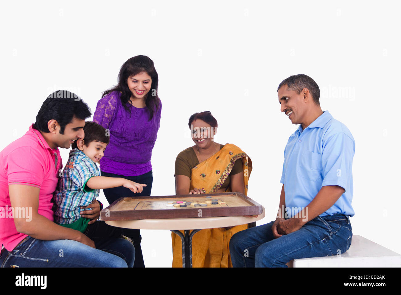 indian Joint Family group playing Carrom Stock Photo - Alamy