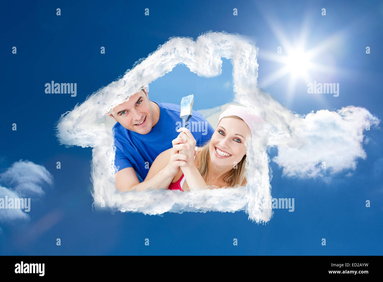 Real blue sky blue wall painting hi-res stock photography and images ...