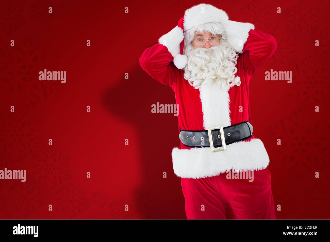 Composite image of stressed santa with his hands on head Stock Photo ...