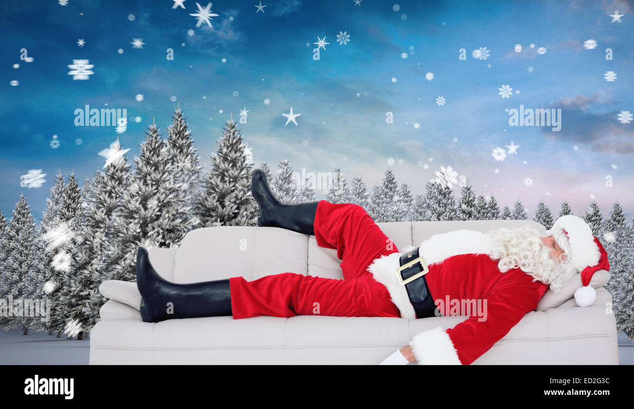 Father christmas is sleeping on sofa hi-res stock photography and ...