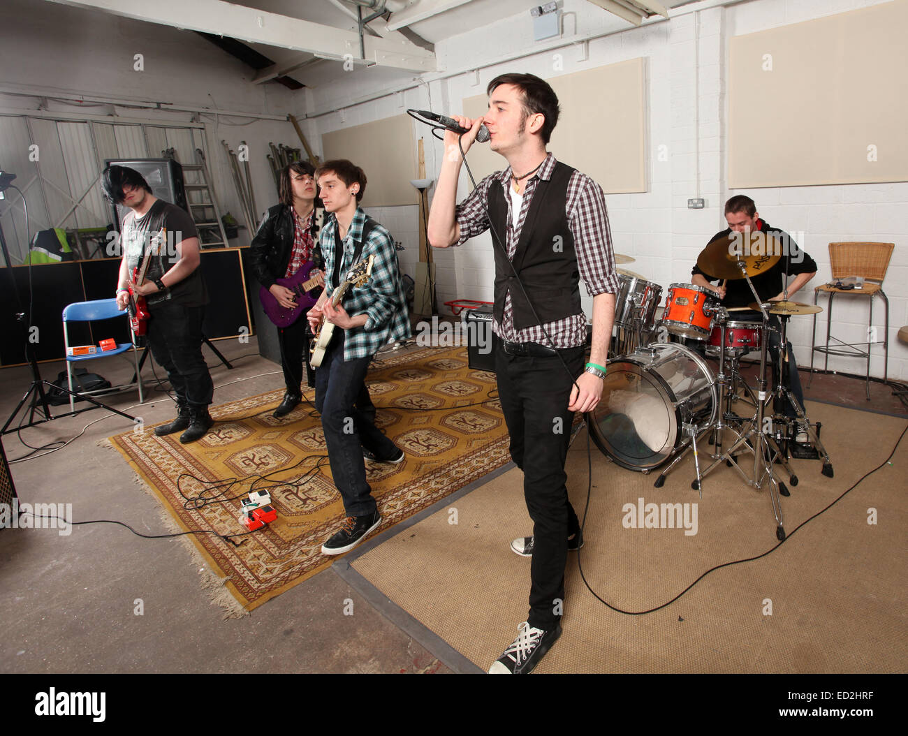 Local metal band practicing in a rehearsal studio in Bristol, 3rd ...