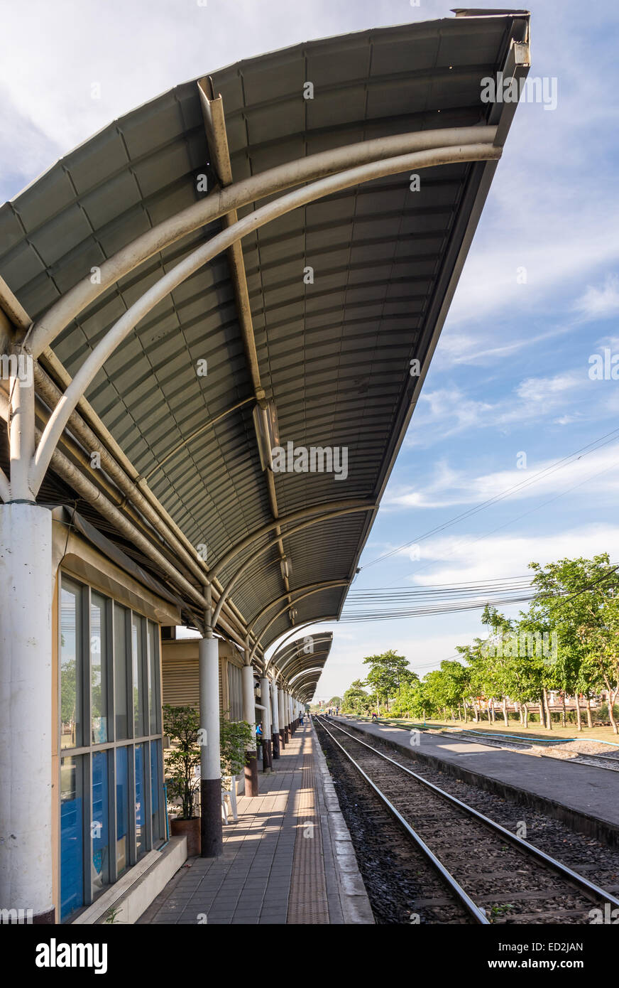 Modern roof of train station in Thailand Stock Photo - Alamy