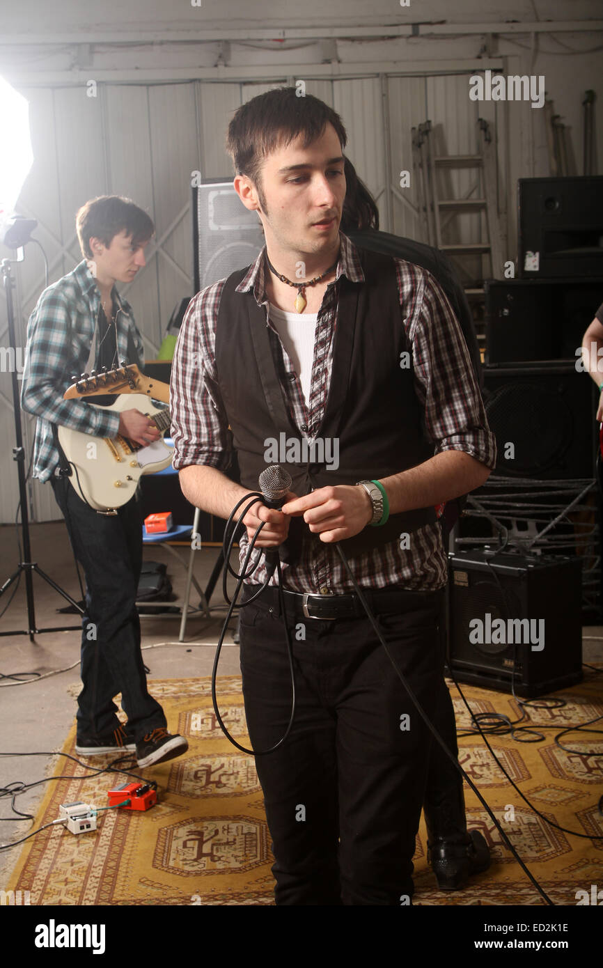 Young metal band in the rehearsal studio, The Factory, in Bristol, 3rd ...