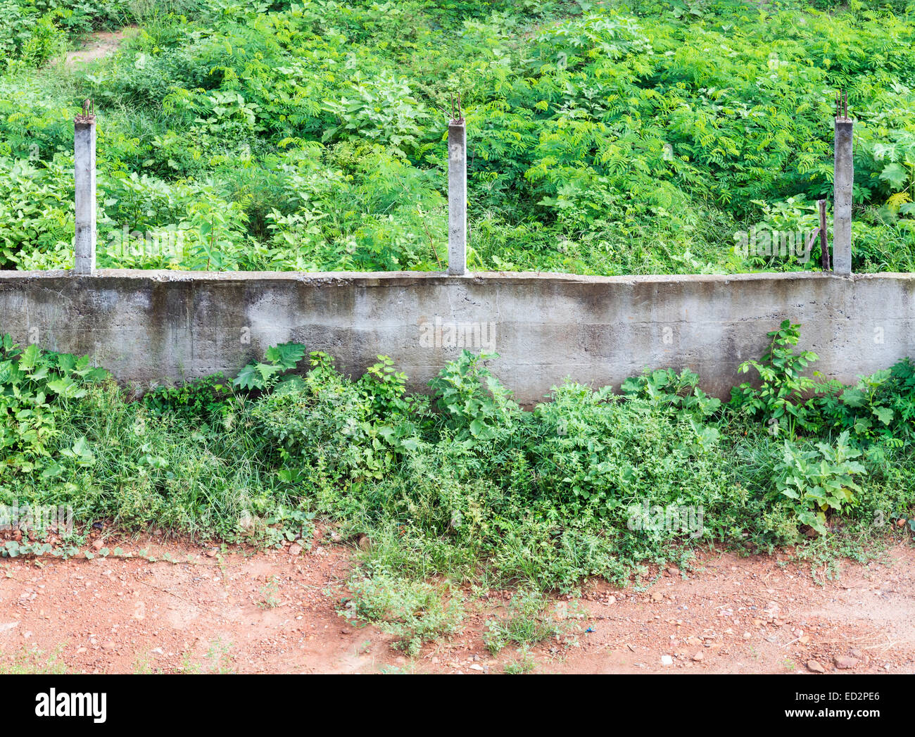 Old concrete wall in the rural village Stock Photo - Alamy