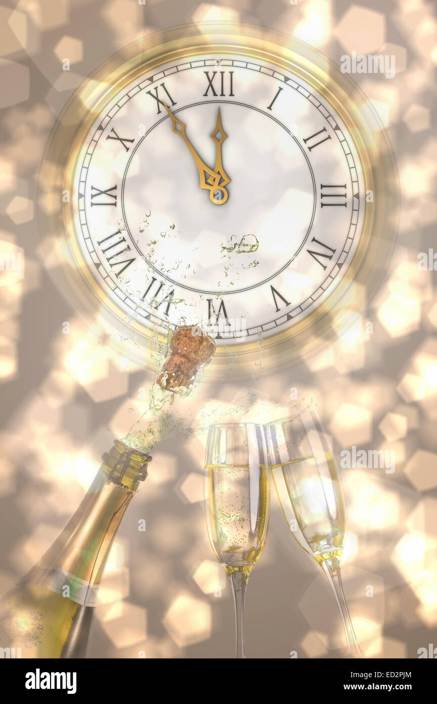 Composite image of clock counting down to midnight Stock Photo - Alamy