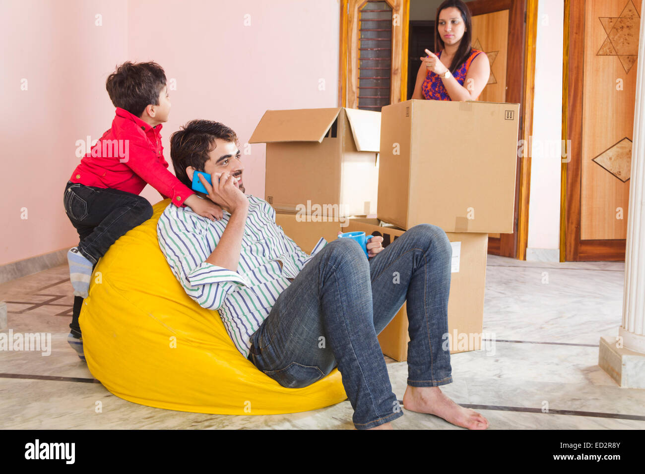 Indian mother son talking hi-res stock photography and images - Alamy