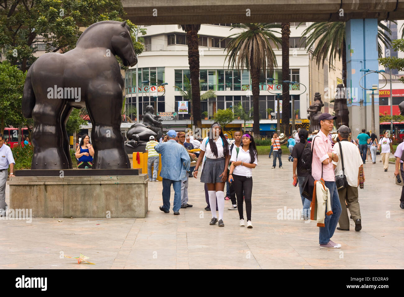 MEDELLIN, COLOMBIA - OCT 10th 2012: Statue's in the Botero Square, on ...