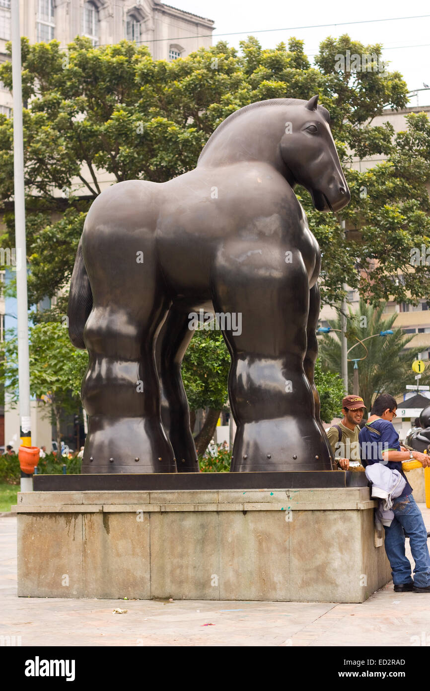 MEDELLIN, COLOMBIA - OCT 10th 2012: Statue's in the Botero Square, on ...