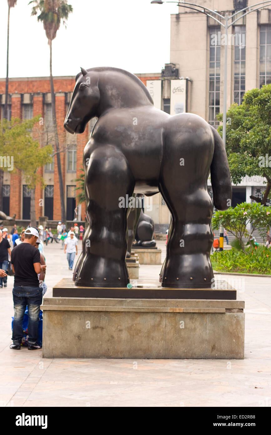 MEDELLIN, COLOMBIA - OCT 10th 2012: Statue's in the Botero Square, on ...