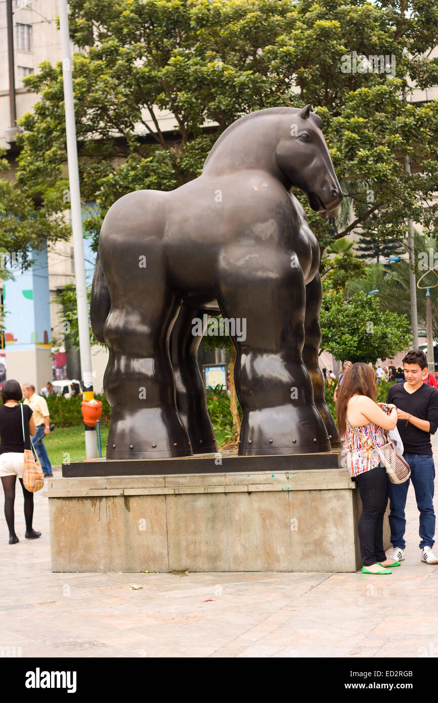 MEDELLIN, COLOMBIA - OCT 10th 2012: Statue's in the Botero Square, on ...