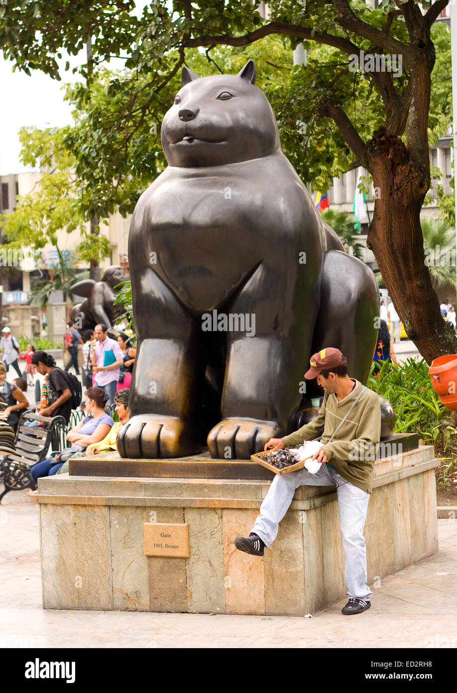 MEDELLIN, COLOMBIA - OCT 10th 2012: Statue's in the Botero Square, on ...