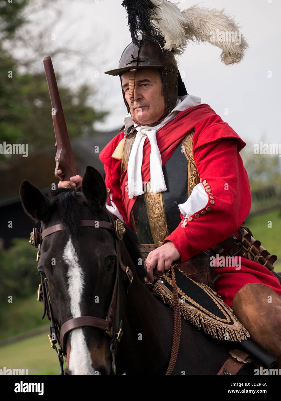 Actors perform wearing Stuart era, the 17th century, (reign of king ...